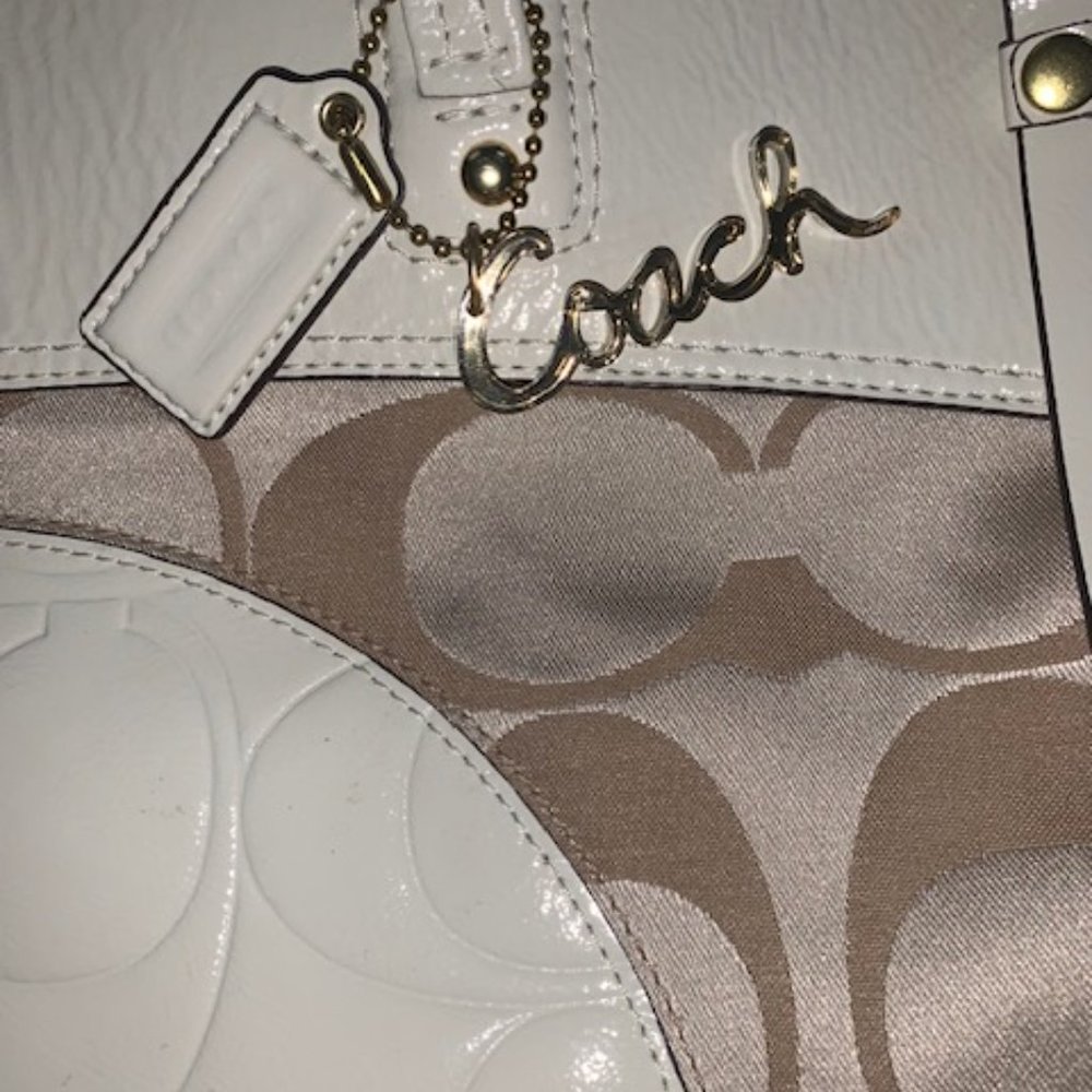 Coach Tote Bag Large Laura F18335 Signature Beige Sat… - Gem